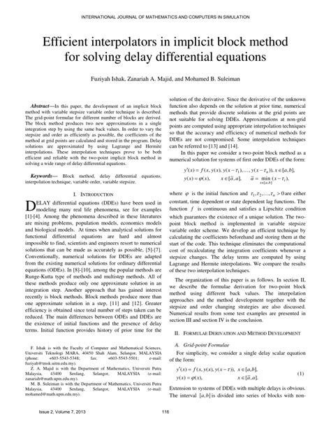 Pdf Efficient Interpolators In Implicit Block Method For Solving Delay Differential Equations