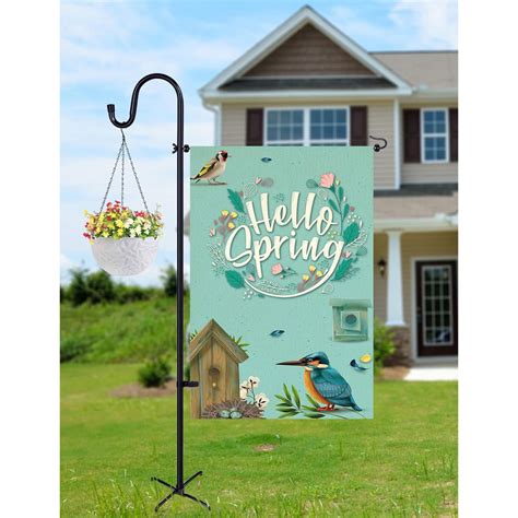Arlmont And Co Upgraded Garden Flag Holder Stand With Shepherd Hook For