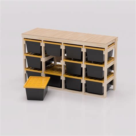 27 Gallon Tote Storage Rack Plans Pdf Holds 12 Bins Hudsons Timber