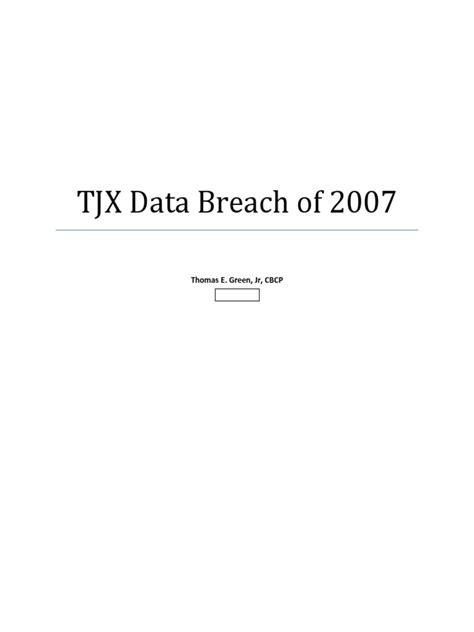 Tjx Data Breach Of 2007 Case A Pdf Intellectual Works Information Security