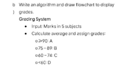 Write An Algorithm And Draw A Flowchart To Display Grades Grading Syste