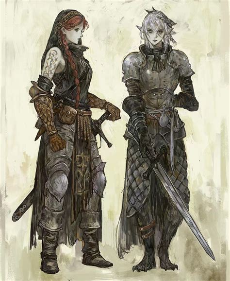Safebooru 2girls Armor Boots Braid Elf Full Body Gloves Highres