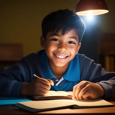 Premium Ai Image A Boy Learning With Laptop Generate By Ai