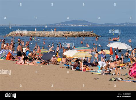 Mediterranean Beach People Aerial View Mediterranean Beach Bliss