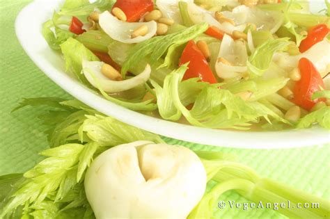 Vegan Recipe Stir Fried Celery Ginger And Lily Bulb With Pine Nuts