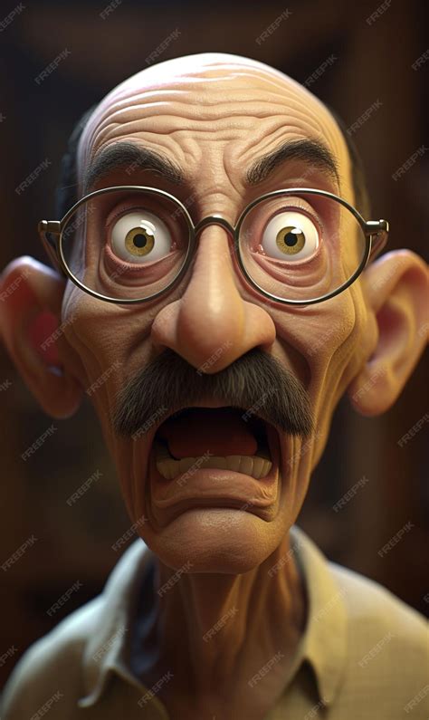 Premium Ai Image Funny Face Of Old Man With Glasses Generative Ai