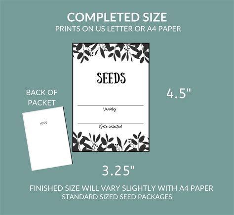 Printable Seed Envelopes Diy Seed Packets Herb Flower Veggie Pdf