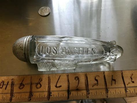Vintage Los Angeles Blimp Zepplin Glass Candy Container Lidded Rare 2053871750