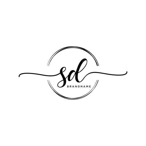 Sd Initial Handwriting Logo With Circle Template Vector Vector Sd Font Template Png And