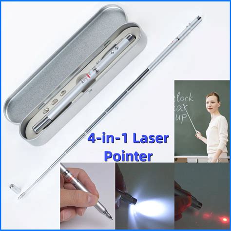 Laser Pointer 4 In 1 Ballpoint Pen Teaching Presentation Pointer Flashlight Party Electric Torch