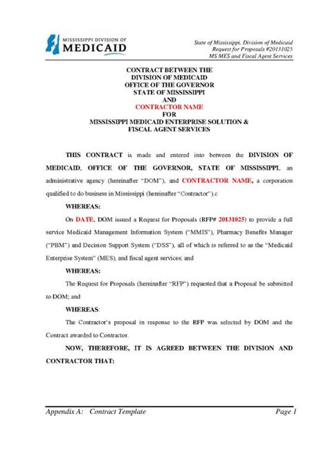 Contract Template Pdf 201904 Appendix A Contract Template