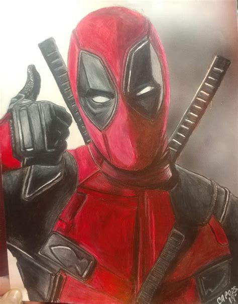 Deadpool In Colored Pencil Rdrawing