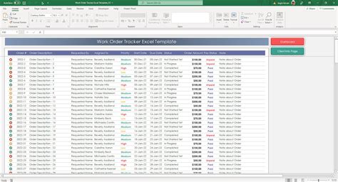 Work Order Tracker Excel Template Small Business Work Order Etsy Uk