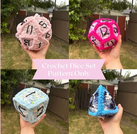 D4 D6 D12 D20 Dice Crochet Dnd Dice Pattern Set Etsy