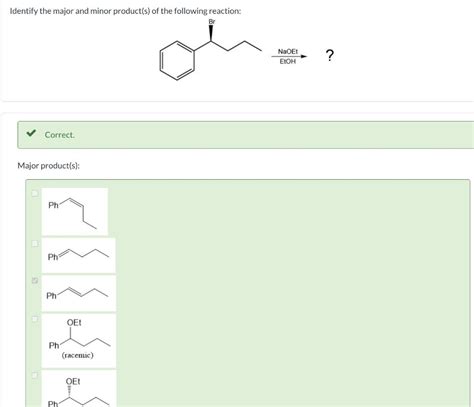 Solved Identify The Major And Minor Products Of The