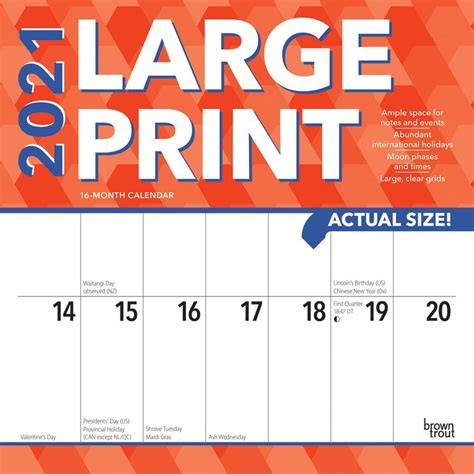 Large Printable Calendars