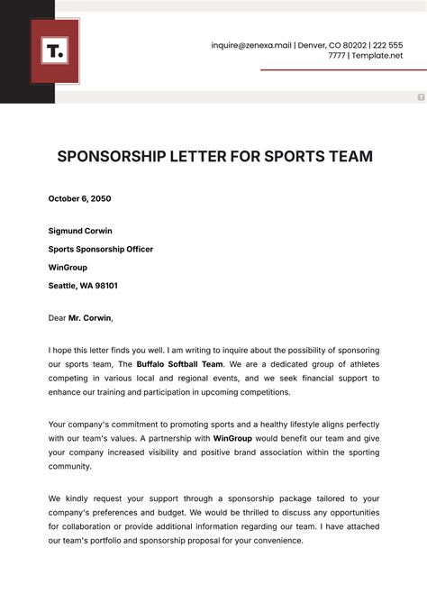 Free Sponsorship Letter For Sports Team Template To Edit Online