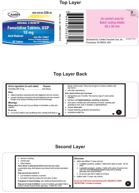 Fda Label For Famotidine Tablet Film Coated Oral Indications Usage