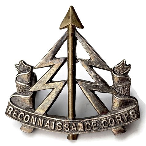 Ww2 Reconnaissance Corps Officers White Metal And Gilt Collar Badge