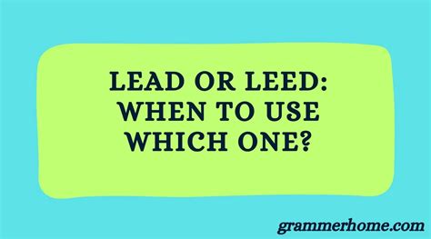 Lead Or Leed When To Use Which One