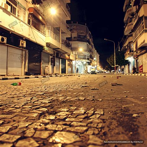 Ai创作图夜景石板街 夜晚宁静的街道 街道夜晚夜色 旁晚的街景 小巷道夜景 老街道夜景 夜晚的巷子 昏暗的老街 深夜人行道 夜景小巷灯光 晚间