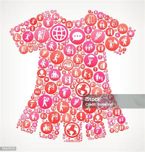 Ilustración De Vestido Mujer Empoderamiento Niña Iconos Vector Fondo Y