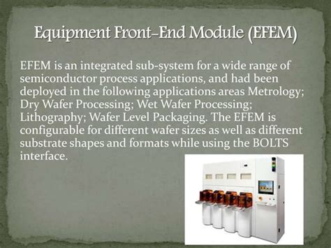 Efem Equipment Front End Module Kensingtonlabs Pptx Home Appliances Home And Garden