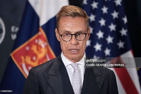 Finnish President Alexander Stubb Speaks During A Press Conference At