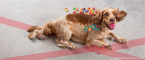 Cocker Spaniel Celebrates 5 Years With Candy Treat Stable Diffusion
