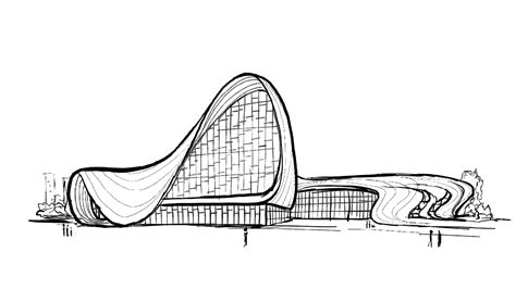Drawing Of Heydar Aliyev Center By Zaha Hadid
