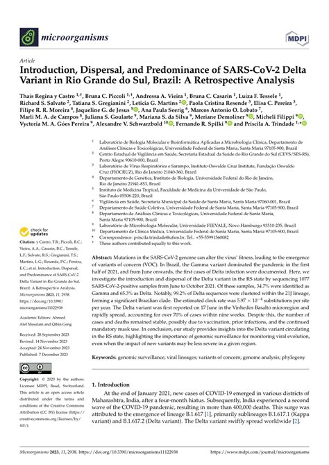 Pdf Introduction Dispersal And Predominance Of Sars Cov 2 Delta