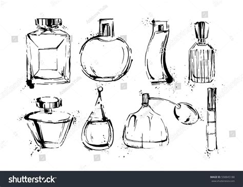 Perfume Bottles Set Fashion Sketch Hand Stock Vector Royalty Free