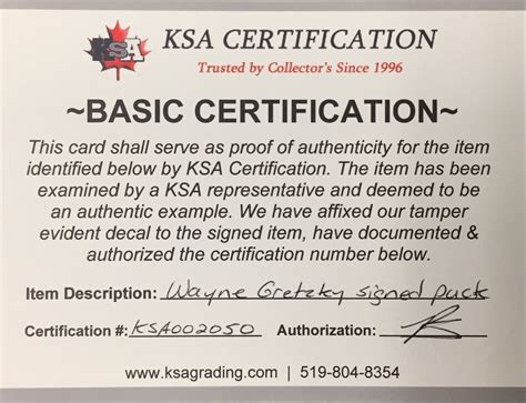 Ksa Autograph Authentication Services Ksa Certification