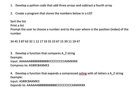 Solved 1 Develop A Python Code That Add Three Arrays And