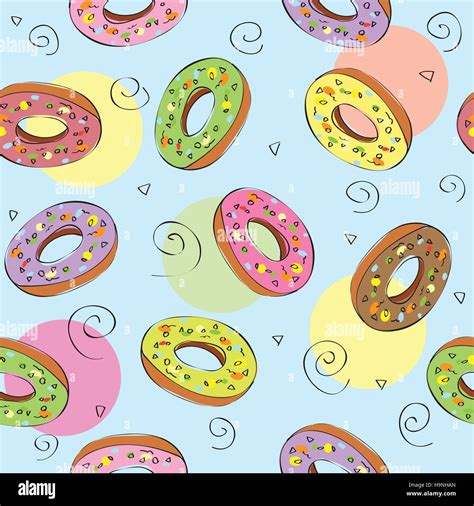 Seamless Pattern With Donuts Background Vector Illustration Stock