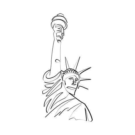 Statue Of Liberty Vector Illustration Drawn In Line Art Style 12622110