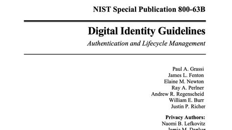 Digital Identity Guidelines Authentication And Lifecycle Management