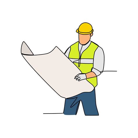 One Continuous Line Drawing Of Civil Engineer Profession With White Background Civil Engineer