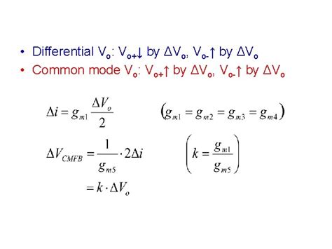 Common Mode Feedback For Fully Differential Amplifiers Differential