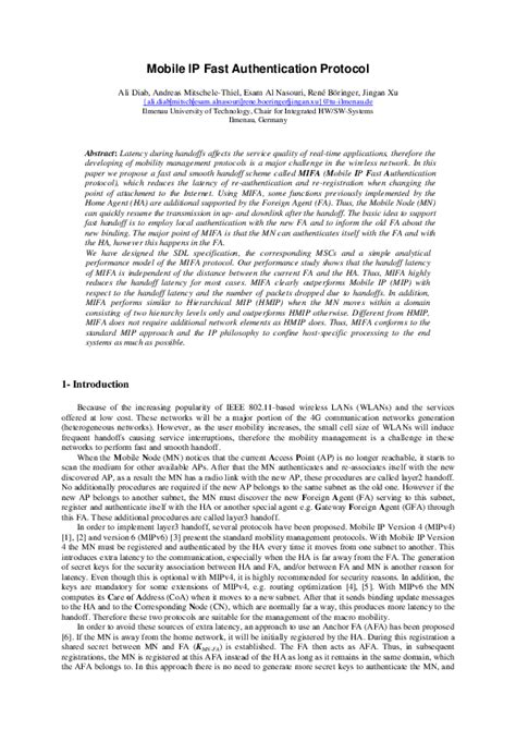 Pdf Mobile Ip Fast Authentication Protocol
