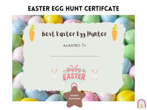 Easter Egg Hunt Certificate Easter Egg Hunt Champion Printable Easter