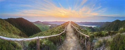 Mountain Landscape With Hiking Trail And View Of Beautiful Lakes Ponta
