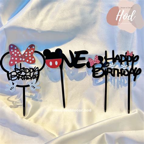 Jual Topper Hbd Mickey Minnie Hiasan Kue Desain Miki Mini Mouse Bahan