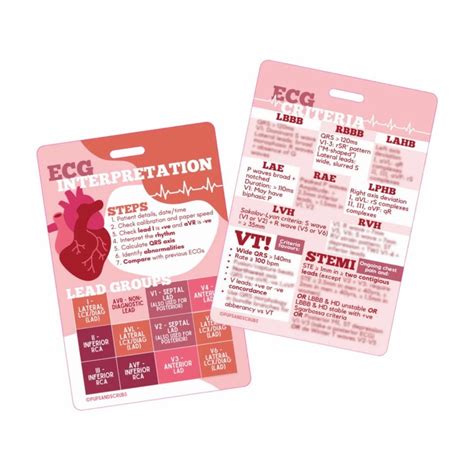 12 Lead Ecg Interpretation Criteria Cardiac Nursing Reference Badge Card Etsy Australia