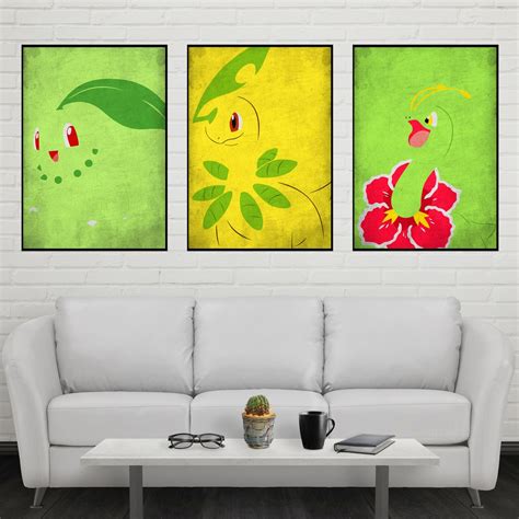Chikorita Evolution Poster Set Chikorita Bayleef Poster Set Chikorita