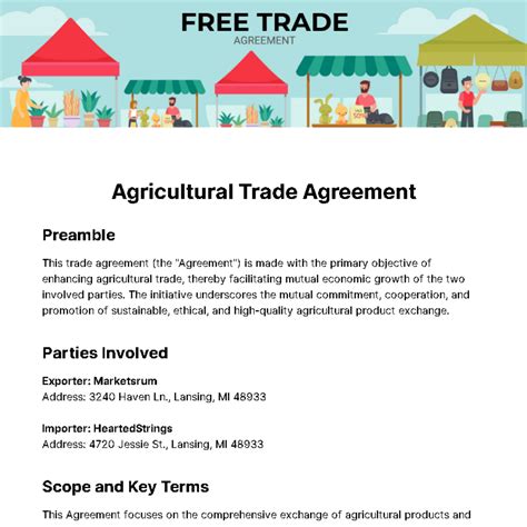 Free Trade Agreement Template To Edit Online