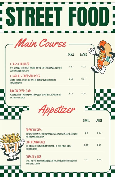 Food Truck Street Food Menu Template Digital Instant Download And