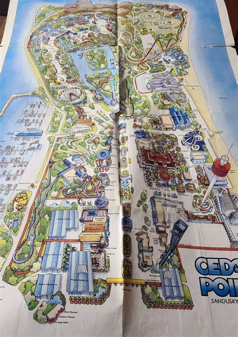Map Of Cedar Point Theme Park And Surrounding Attractions Vintage