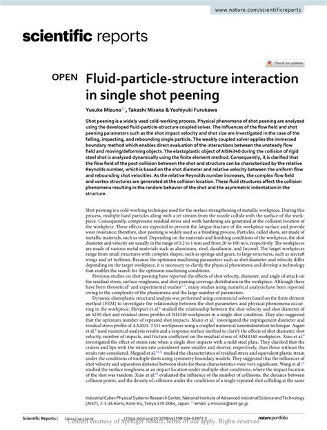 Pdf Fluid Particle Structure Interaction In Single Shot Peening Pdf Fluid Particle Structure Interaction In Single Shot Peening