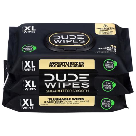 Dude Wipes Shea Butter Smooth Extra Large Flushable Wipes 3pk Hy Vee